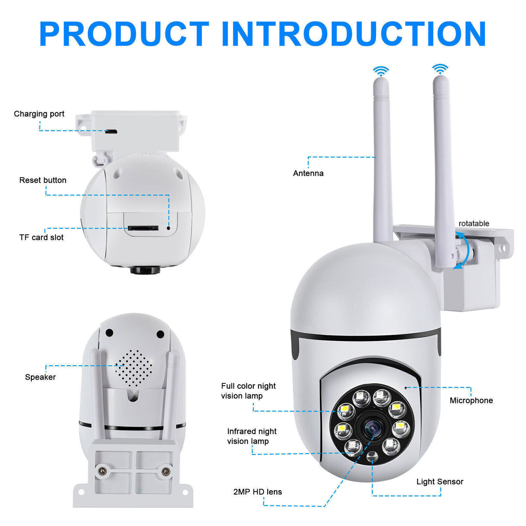 1080P WIFI IP Camera Wireless Outdoor CCTV HD PTZ Smart Home Security
