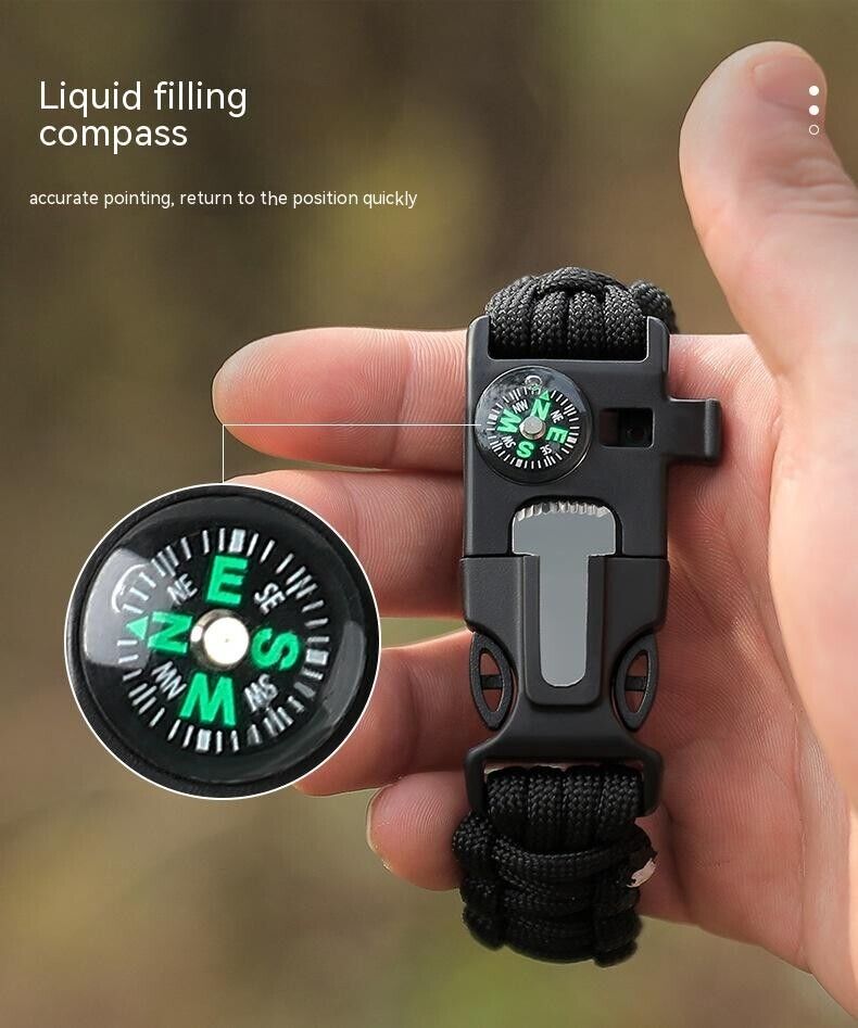 Outdoor Survival Compass Life-saving Umbrella Rope Braided Paracord Br