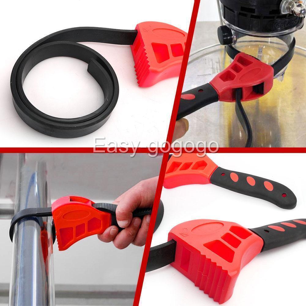 2Pc Rubber Strap Wrench Adjustable DIY Plumber Jars Hose Pipe Oil Filt