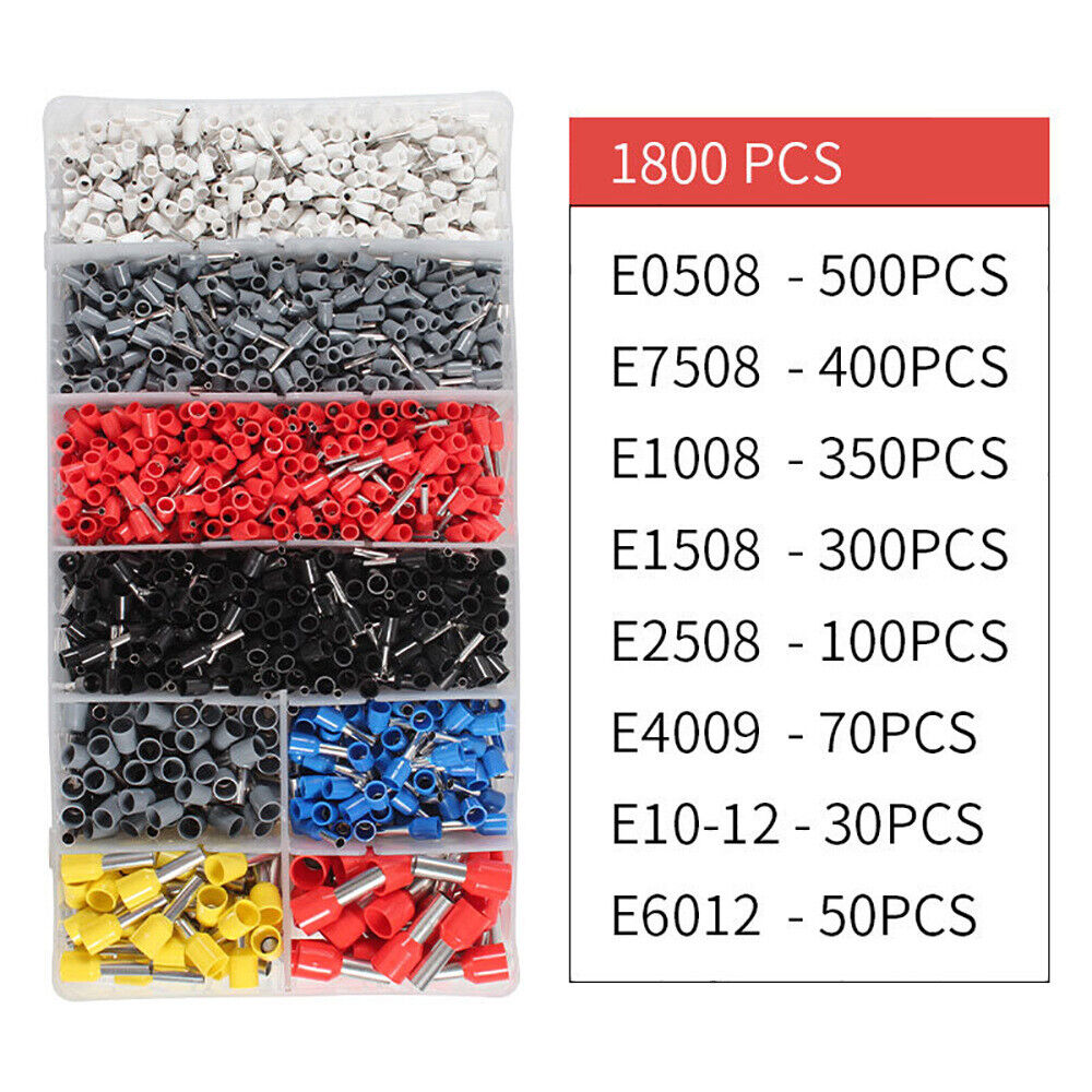 1800pcs Tube Terminal Crimping Tools Ferrule Crimping Pliers Tube Term