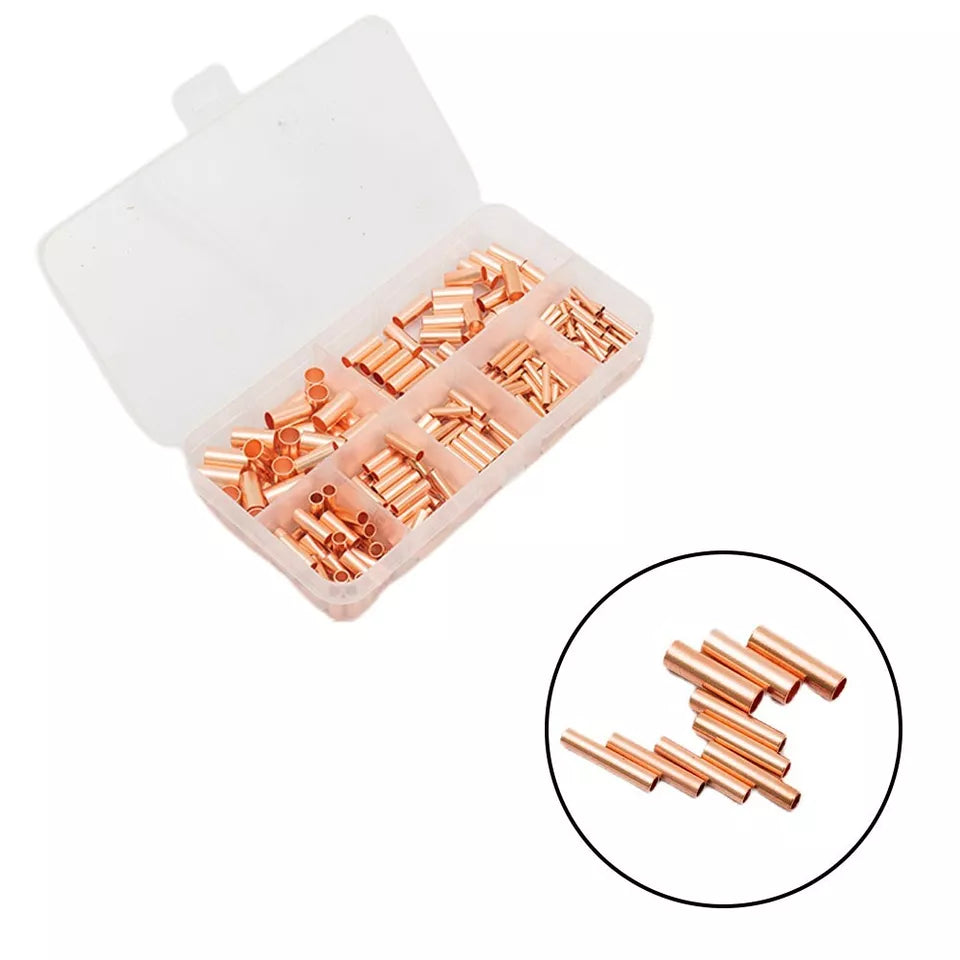 250Pcs Copper Tube Terminals Battery Welding Cable Lug Ring Crimp Conn