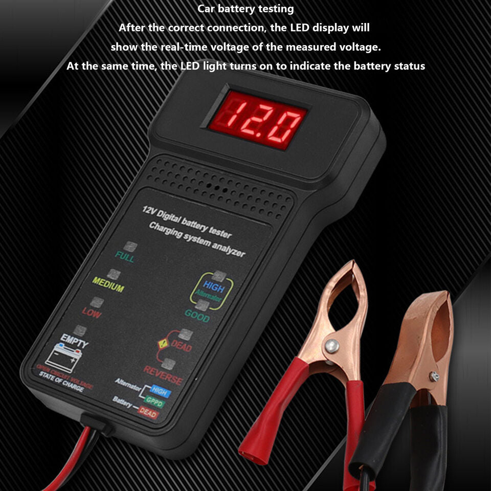 Car Battery Tester 12V LED Digital Display Analyzer Auto Battery Load