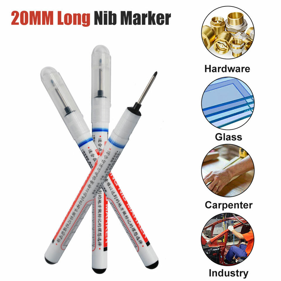 Deep Hole Carpenters Pen Black Ink Waterproof Coloured Leads Long Nib