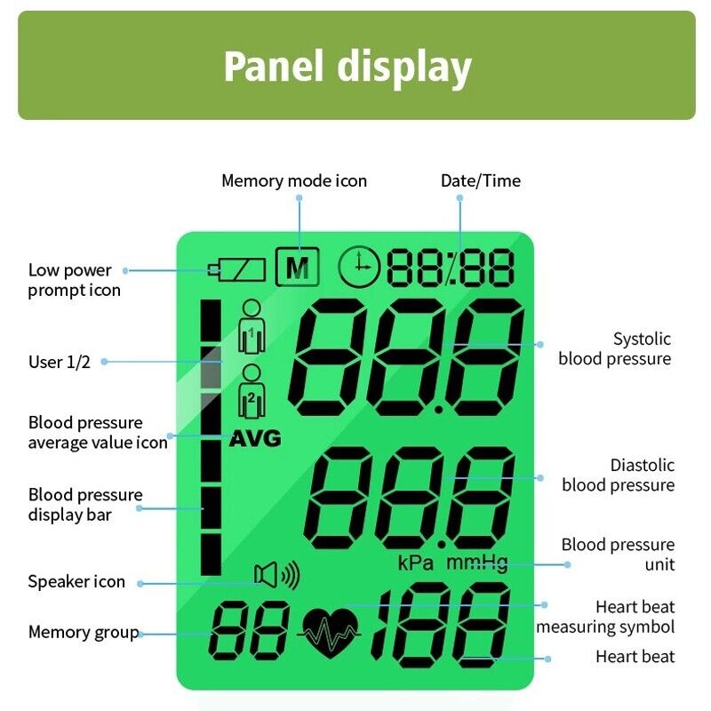 Digital Blood Pressure Monitor Upper Arm BP Machine Heart Rate Monitor