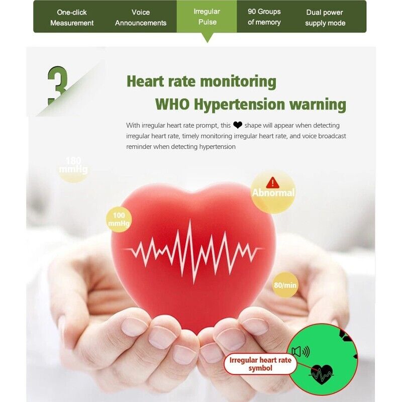 Digital Blood Pressure Monitor Upper Arm BP Machine Heart Rate Monitor ...