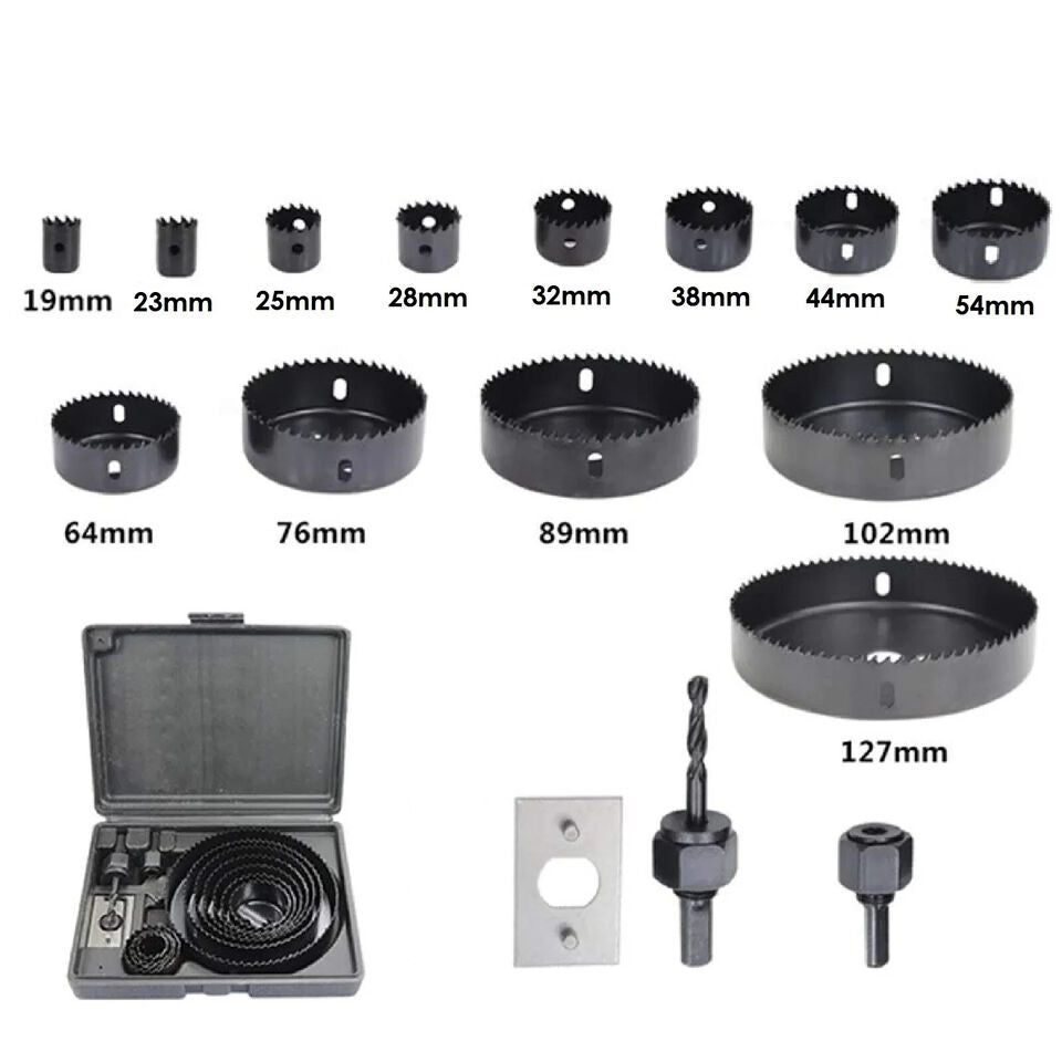 16PC Hole Saw Drill Bit Kit Set Holesaw Wood Sheet Metal Timber Woodwo