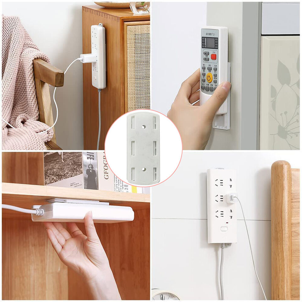 Punch Free Wall Mounted Power Strip Rack Power Board Holder Stick On M