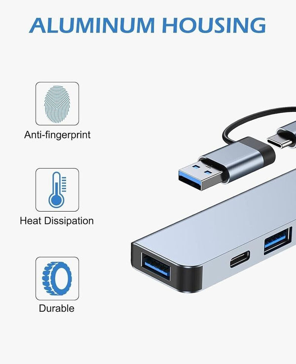 2024 New Version 5 in 1 USB 3.0 and USB-C 3-PORT HUB SD MicroSD Card R ...