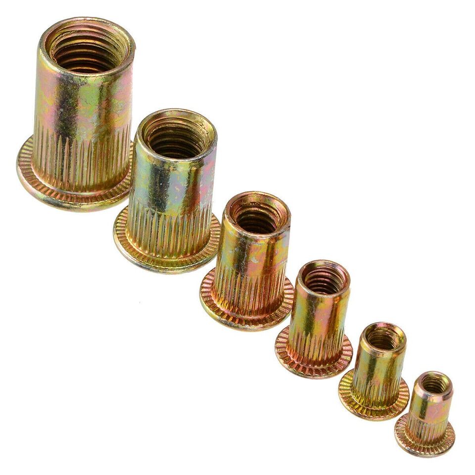 170PC Rivet Nut Kit Mixed Zinc Steel Rivnut Insert Nutsert Threaded Se