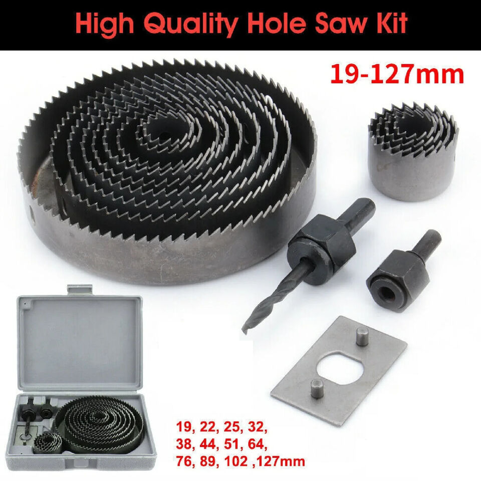 16PC Hole Saw Drill Bit Kit Set Holesaw Wood Sheet Metal Timber Woodwo