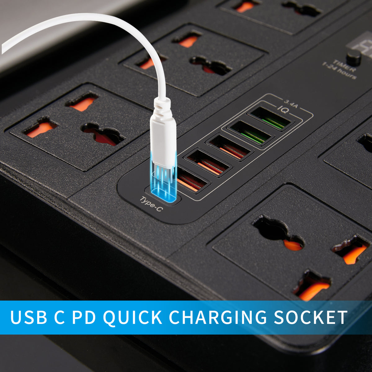 OEM Intelligent 6 Way USB A/USB Type C Charging Ports Power Board Surg