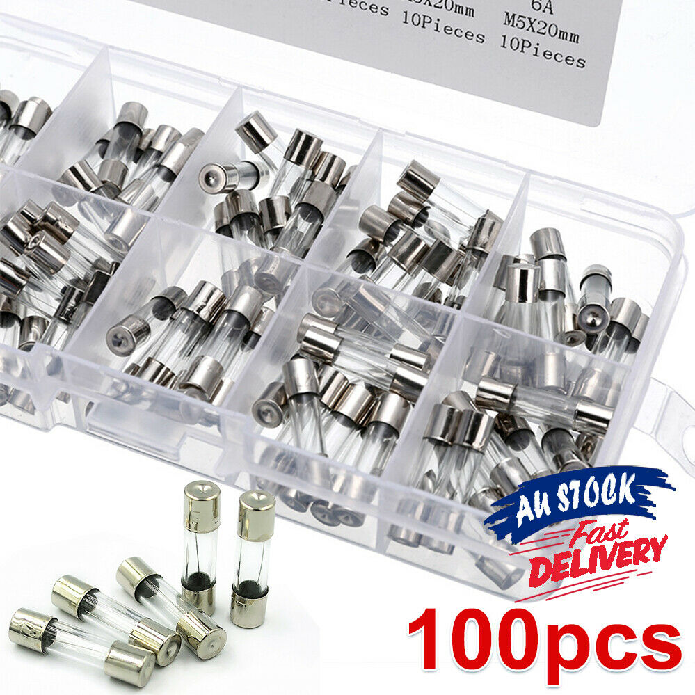 100Pcs Set 5x20mm Quick Blow Glass Tube Fuse Assorted Kits Fast-blow G