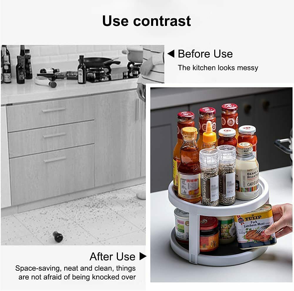 Can Tamer Kitchen Fridge Spinning Storage Organizer Shelf Rack Pantry