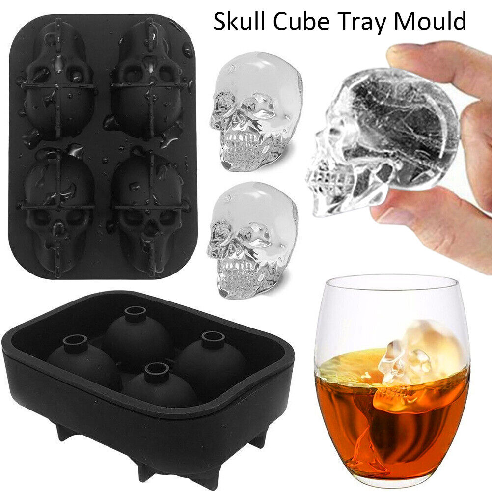 3D Skull Silicone Mold Ice Cube Maker Jelly Chocolate Mould Tray Skull