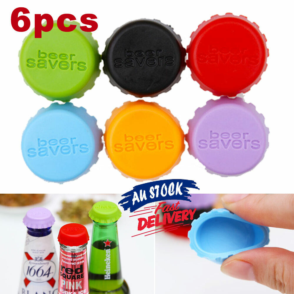 6pcs Silicone Bottle Cap Cover Lid Stopper Cork Wine Glass Beer Saver
