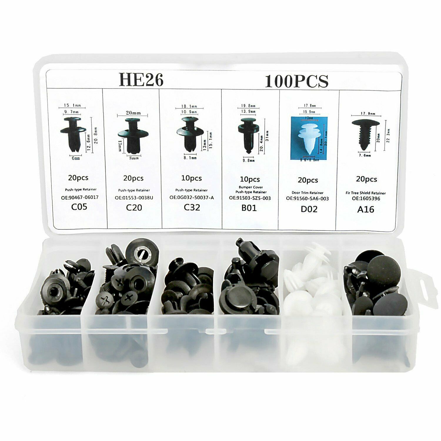 100pc Clip Trim Car Push Pin Rivet Bumper Door Panel Retainer Fastener