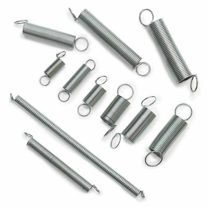 200pc Spring Assortment Set Zinc Plated Steel Compression & Extension