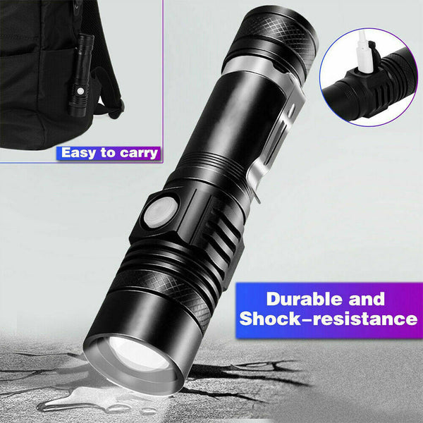 60000lm CREE XM-L Flashlight LED Torch USB Rechargeable – OzBuyItNow