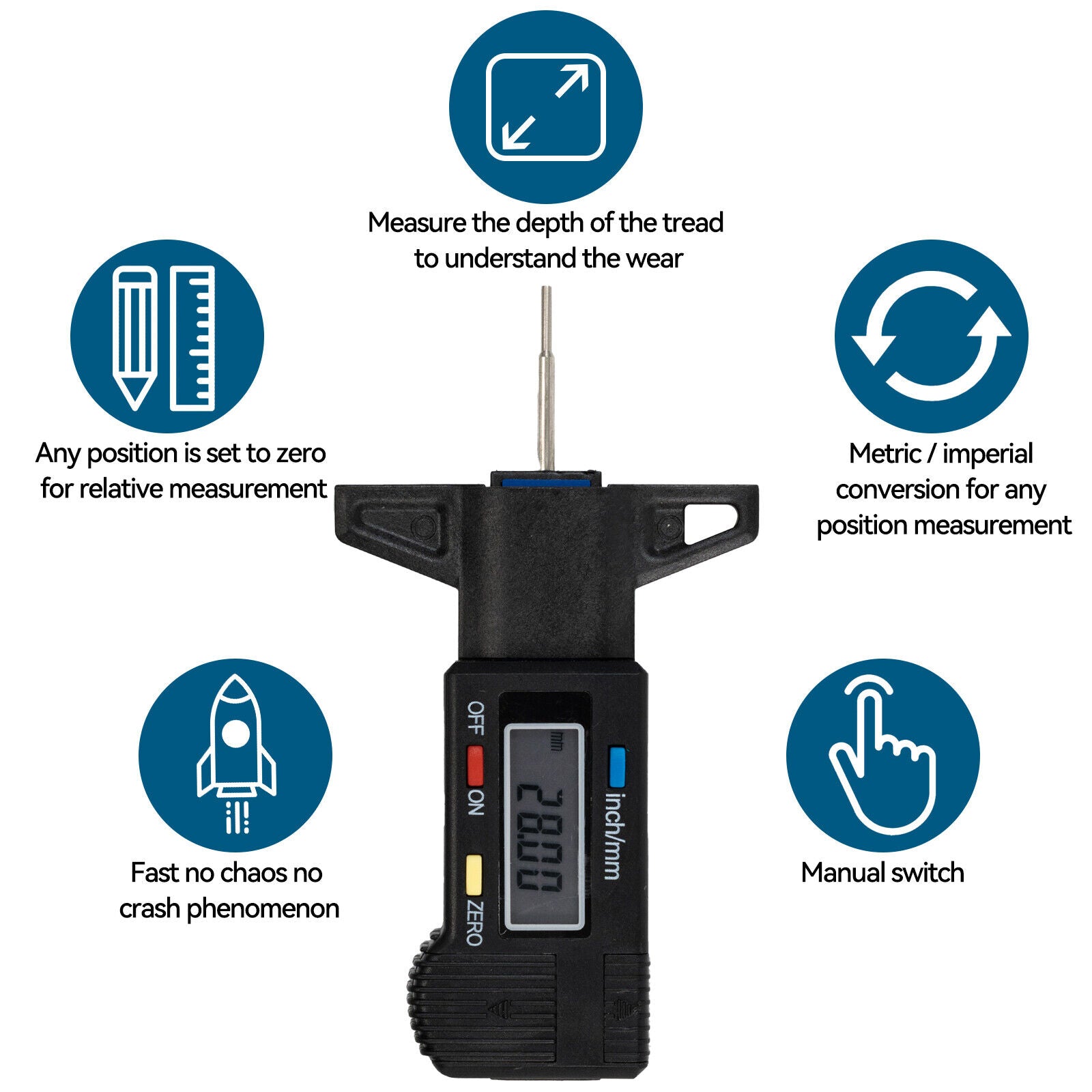 Car Digital Tyre Tread Depth Measure Gauge Brake Pad Tester Caliper LC