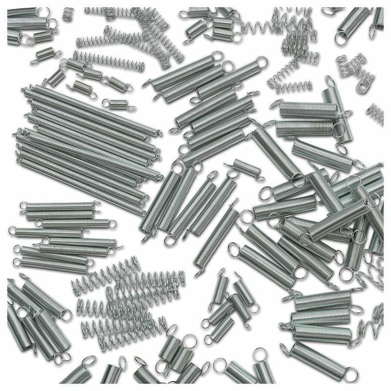 200pc Spring Assortment Set Zinc Plated Steel Compression & Extension