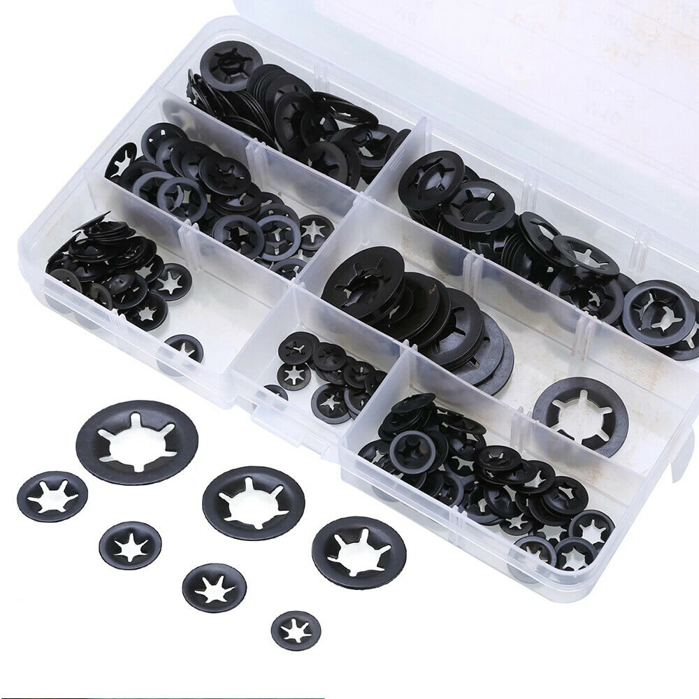 340pcs M3-M12 Starlock Washers Push On Lock Star Nut Fastener Clips Lo