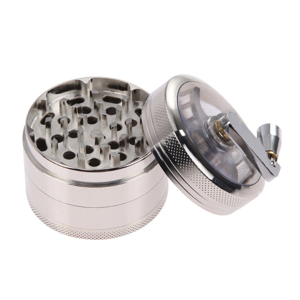 4-Layer Smoke Grinder Aluminum Herb Grinders Hand Crank Herbal Tobacco
