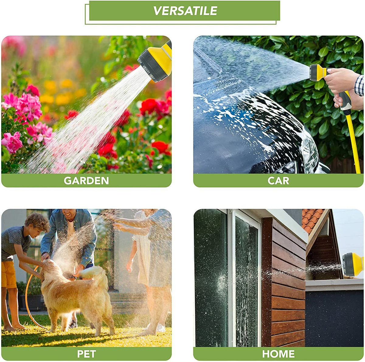 8 Function Garden Water Hose Pipe Spray Gun Nozzle Shower Rinse Jet Mi