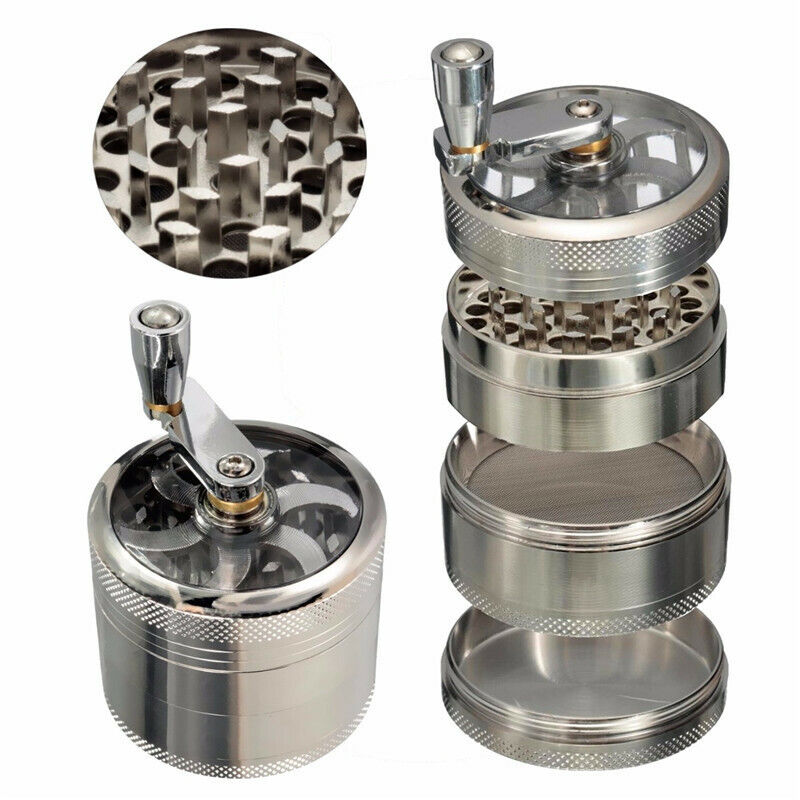 4-Layer Smoke Grinder Aluminum Herb Grinders Hand Crank Herbal Tobacco