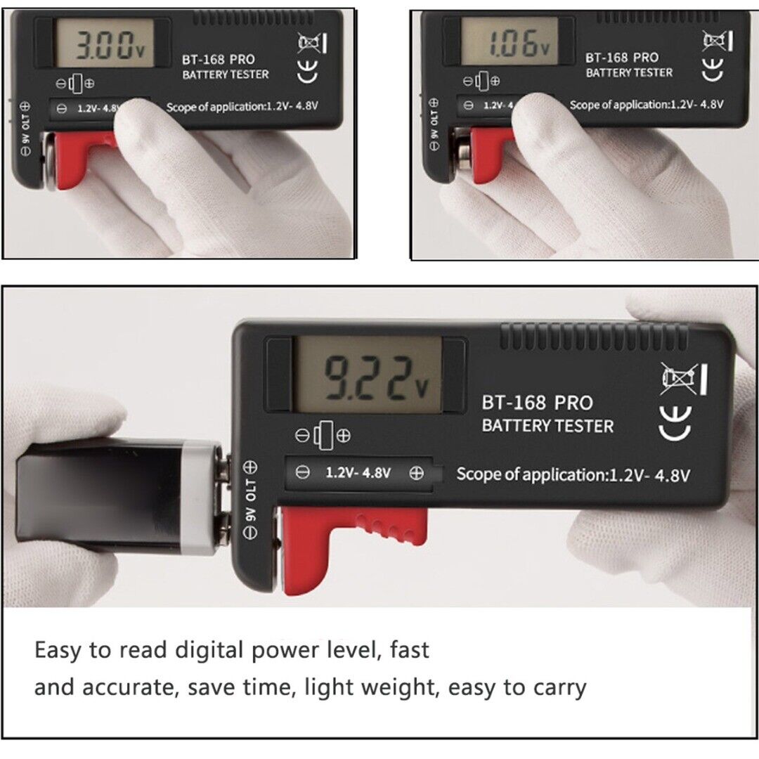 Lcd Universal Battery Tester Tool Aa Aaa C D 9v Button Cell Volt Teste