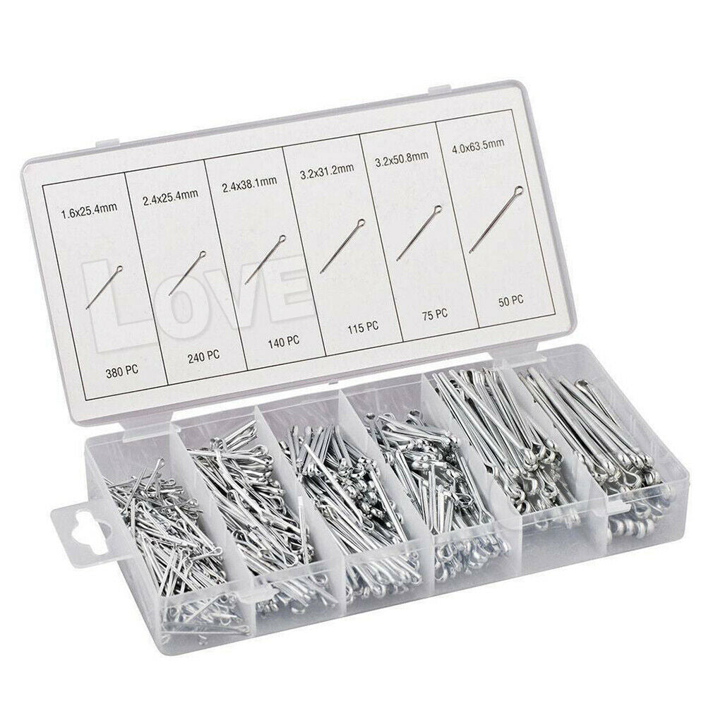 555pc Cotter Pin Assortment Set Grab Split Fixings Securing Lock Pins
